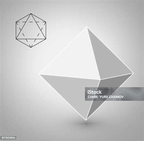 정팔면체기하학적 그림 Hipster 패션 미니 멀 디자인입니다 영화 단단한 몸입니다 정팔면체 플랫 디자인 벡터 일러스트 미술 선