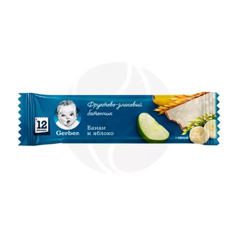 Gerber Фруктово-злаковый батончик с яблоком и бананом (12+мес), 25г ...
