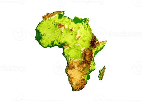 Africa Map Shaded Relief Color Height Map 3d Illustration 51124139 Png