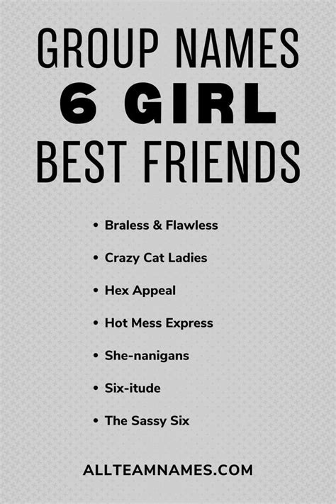 List Of Group Names For 6 Girl Best Friends Like Hex Appeal With