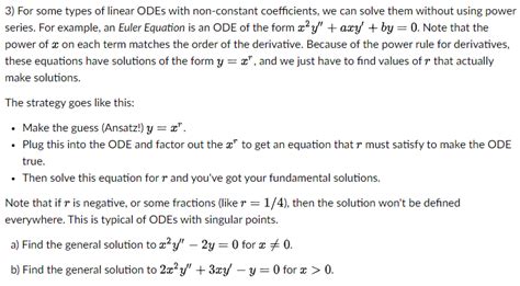 Solved 3 For Some Types Of Linear Odes With Non Constant