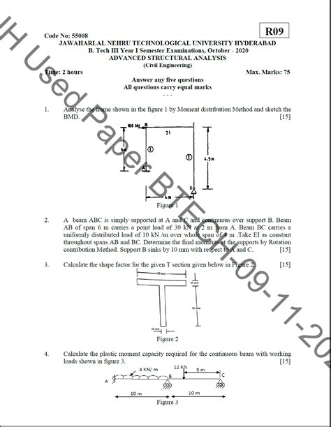 Jntuh Btech Advanced Structural Analysis October 2020 Question Paper