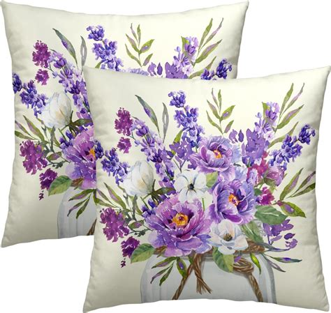 Mweet Purple Lavender Throw Pillow Covers 18x18 Set Of 2