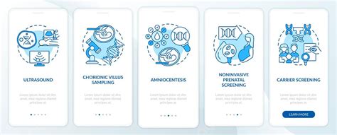 Onboard Mobile App Screen With Blue Theme Illustrating Genetic Disease Testing And Related