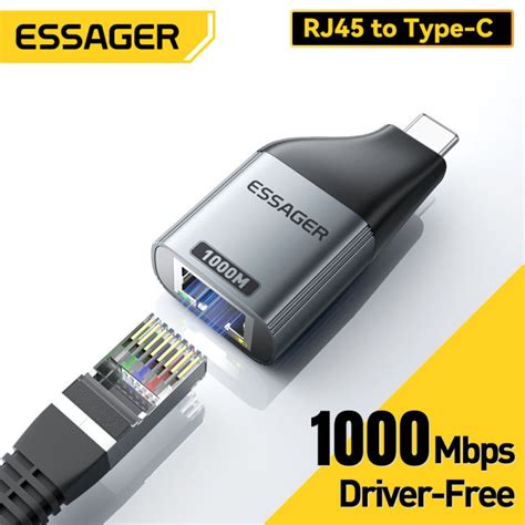 Essager Type C To Ethernet Adapter Mbps Gigabit High Speed RJ To Type C Adapter For