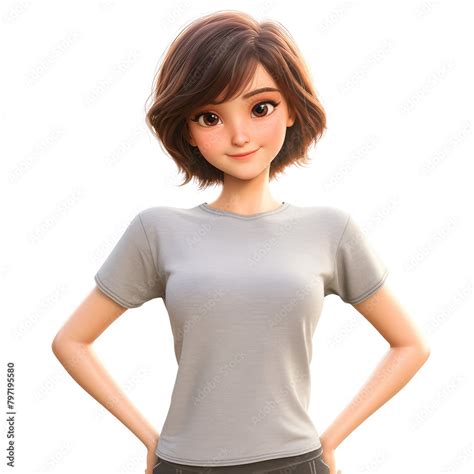 A Youthful Slender Brown Haired Promoter Depicted As A Cartoon Character Is Wearing A Gray T