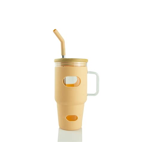 32oz Glass Mug W Handle And Sleeve The Stainless Depot