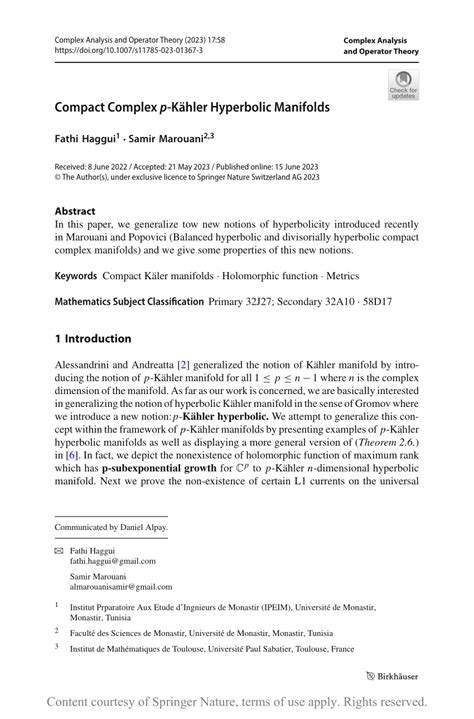 compact complex p kähler hyperbolic manifolds request pdf