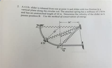 Solved A Lb Slider Is Released From Rest At Point A And Chegg