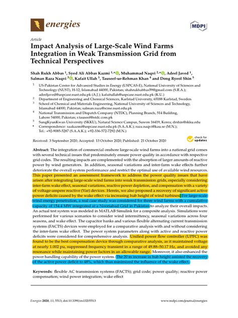 Abbas Impact Analysis Of Large Scale Wind Farms Integration In Weak