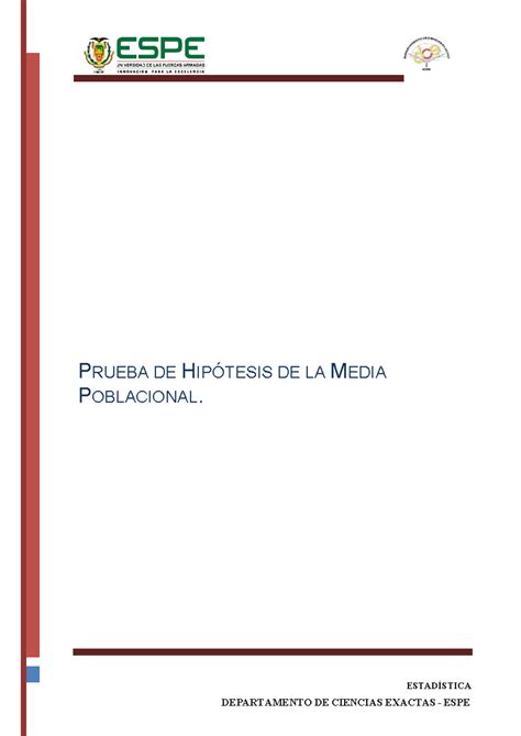 Contenido S83 Prueba De Hipotesis De La Media Problacional T