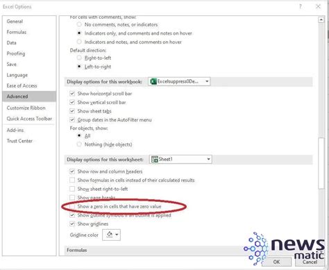 Cómo Ocultar O Suprimir Valores Cero En Excel Configuración Newsmatic