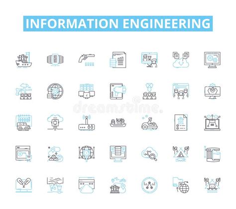 Information Engineering Linear Icons Set Database Big Data Analytics