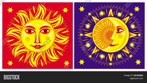 Sun Moon Vector Vector And Photo Free Trial Bigstock