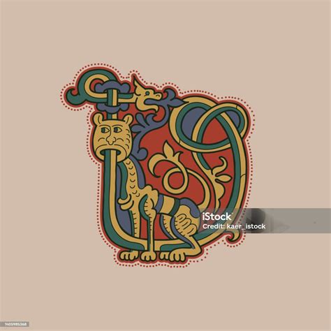 중세 초기 D 문자 로고는 꼬인 사자 짐승 및 나선형 패턴으로 만들어졌습니다 0명에 대한 스톡 벡터 아트 및 기타 이미지 0명 고대 문명 고대 역사 Istock