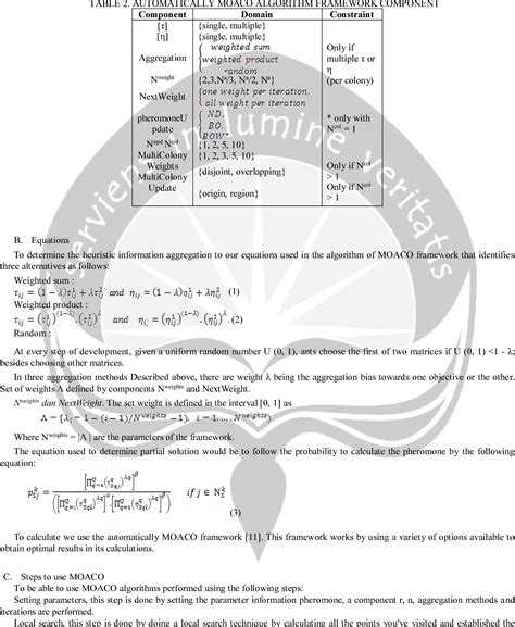 Table 2 From A Multiple Objective Ant Colony For Optimizing Disaster