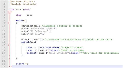Usando While crie um menu as seguintes opções 1 Cadastrar2