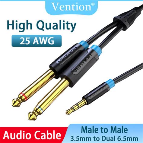 Vention Audio Cable 635mm Male 14 Mono Jack To Stereo 18 Jack 35mm