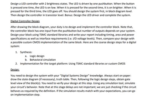 Design A LED Controller With Brightness States The Chegg