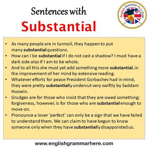 Sentences With Substantial Substantial In A Sentence In English