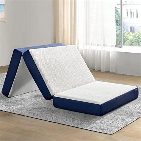 Molblly 3 Inch Tri Fold Memory Foam Mattress Topper With Washable Cover