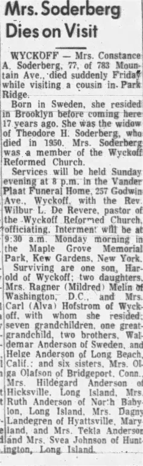 Obituary For Soderberg Soderberg Aged 77 ™