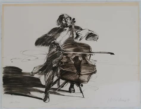 CLAUDE WEISBUCH LITHOGRAPHIE Originale Le Violoncelliste Epreuve D