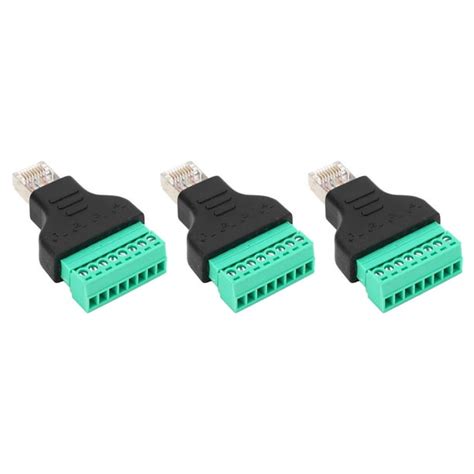 Conector Adaptador R 3 Piezas Terminal De Tornillo Rj45 Adaptador De