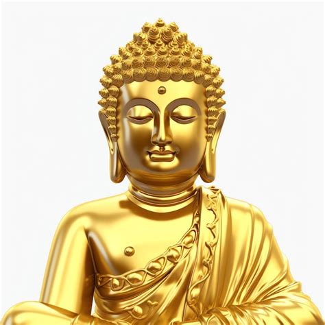 Premium Photo A Gold Buddha Statue Sitting In Vesak Buddha Purnima