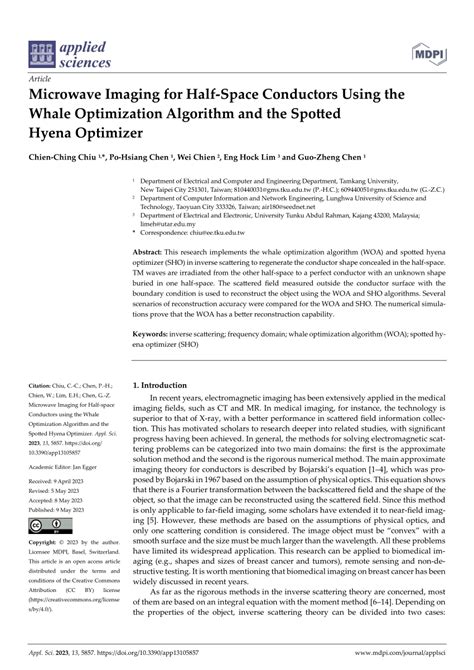 PDF Microwave Imaging For Half Space Conductors Using The Whale