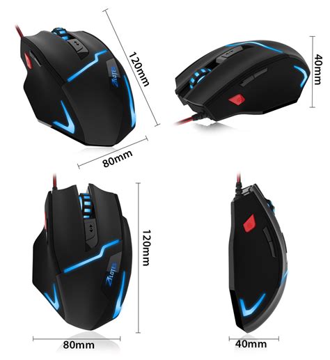 Zelotes T10 Ergonomic Optical Wired Gaming Mouse With 7 Buttons And 7 Colors Breathing Light For