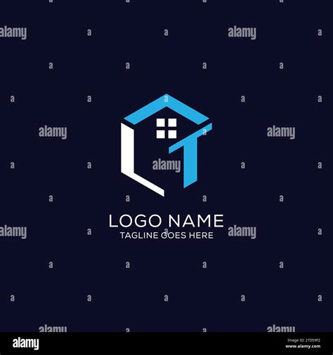 Initial Logo Lt Monogram With Abstract House Hexagon Shape Clean And