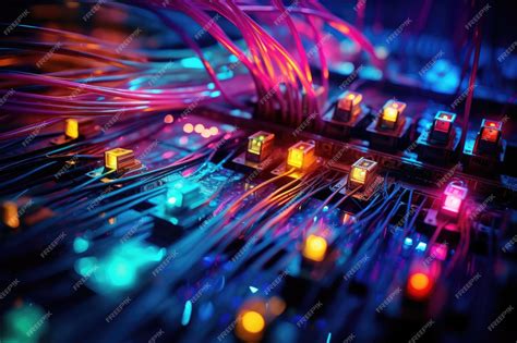 Premium Photo Close Up Of A Computer Keyboard With Many Colored Lights