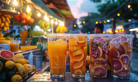 Freshly Squeezed Juice Stand Premium Ai Generated Image