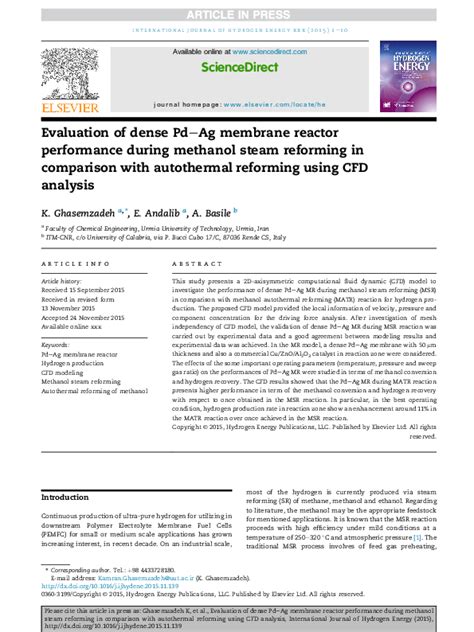 Pdf Evaluation Of Dense Pdag Membrane Reactor Performance During Methanol Steam Reforming In