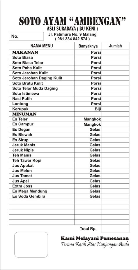 Contoh Nota Bon Kosong Percetakan Di Malang Cetak Murah Dan