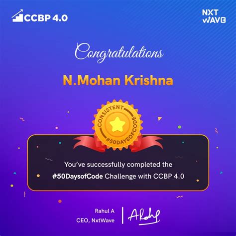 Day51 Nxtwave Nxtwaveteam 50dayscodechallenge Poster Mohan