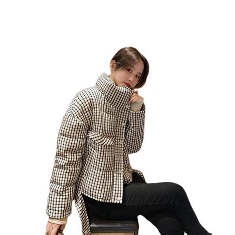 ANKRIC 숏패딩 가을 겨울 체크 루즈핏 캐주얼 다운 패딩 여자 짧은 재킷 가격 변동 추적 그래프 역대가