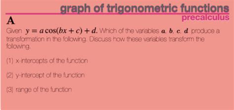 Solved Graph Of Trigonometric Functions A Precalculus Given Chegg Com