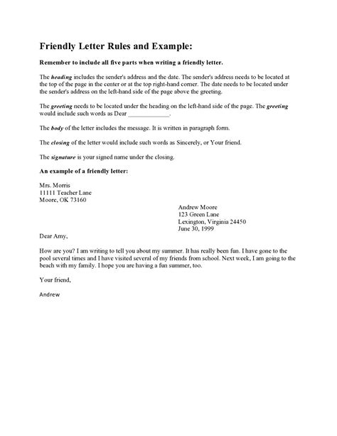 40 Best Friendly Letter Format Examples Templatelab