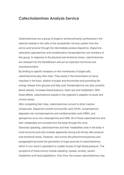 Ppt Catecholamines Analysis Service Powerpoint Presentation Free Download Id 8153583