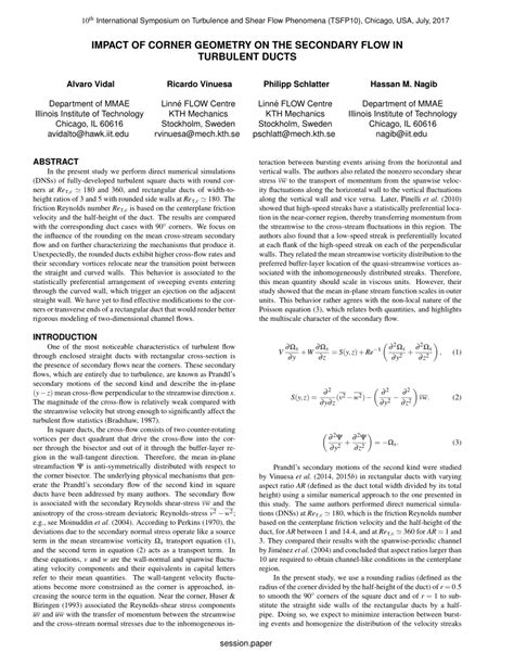 Pdf Impact Of Corner Geometry On The Secondary Flow In Turbulent Ducts