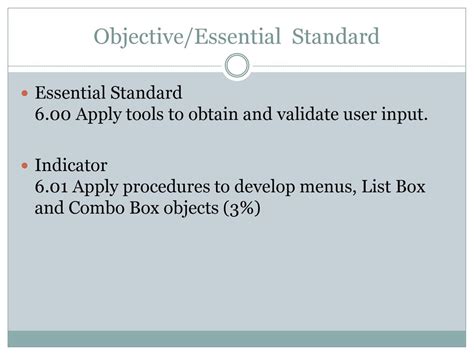 Apply Procedures To Develop Menus List Box And Combo Box Objects Ppt