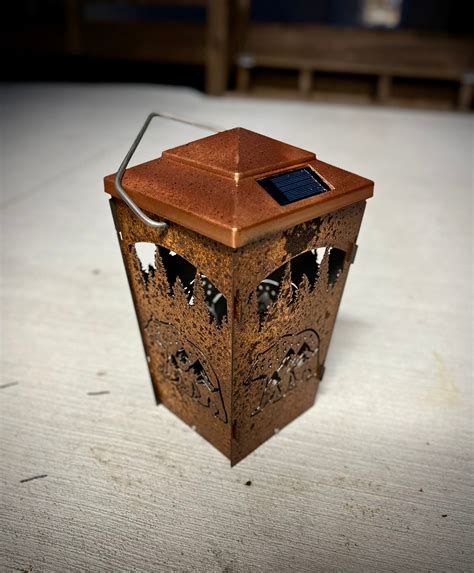 Large Rustic Solar Lantern Bear 11 In Northern Forge Llc