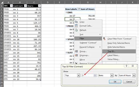 Excel Top 3 Values For Multiple Categories Based On Hours In A Week