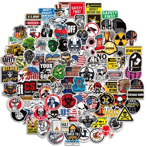 Funny Hard Hat Stickers 105 Pcs Waterproof Vinyl Decals For Tool