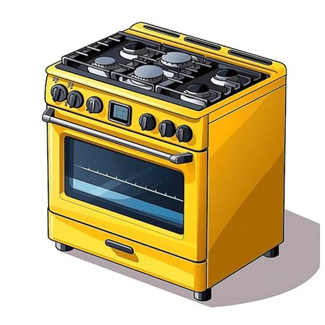 Yellow Color Stove Isometric Vector White Background Isol Premium Ai