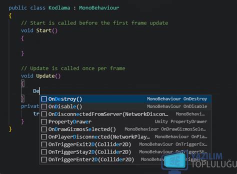 Unity Visual Studio Code Kodlama Yaparken Işimi Kolaylaştırmıyor