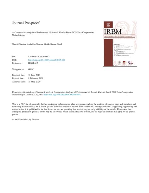 Pdf A Comparative Analysis Of Performance Of Several Wavelet Based