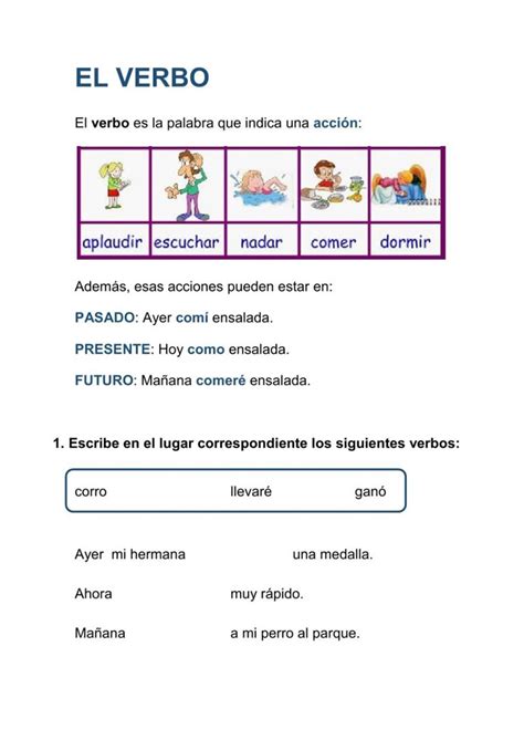 Ficha Interactiva De Verbos Para 2º Primaria Interactive School Subjects Worksheets